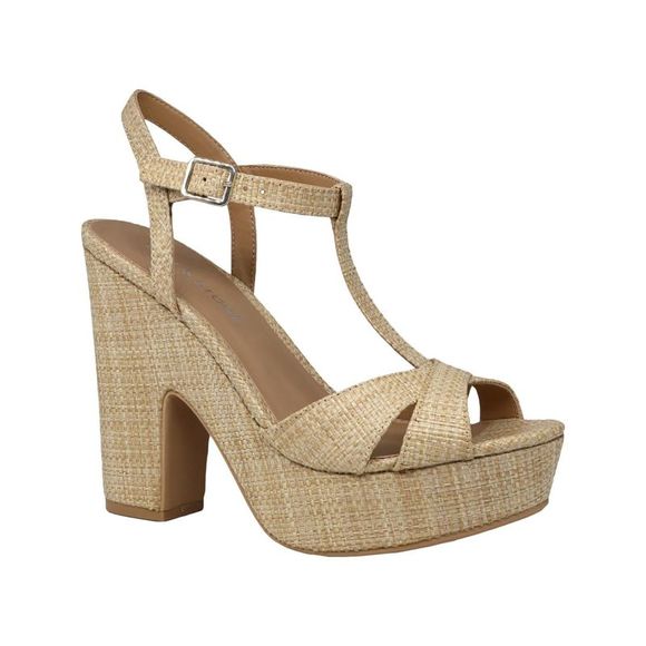 Sun + Stone | Shoes | Sun Stone Womens Beige Wovenlike Platform Tstrap ...